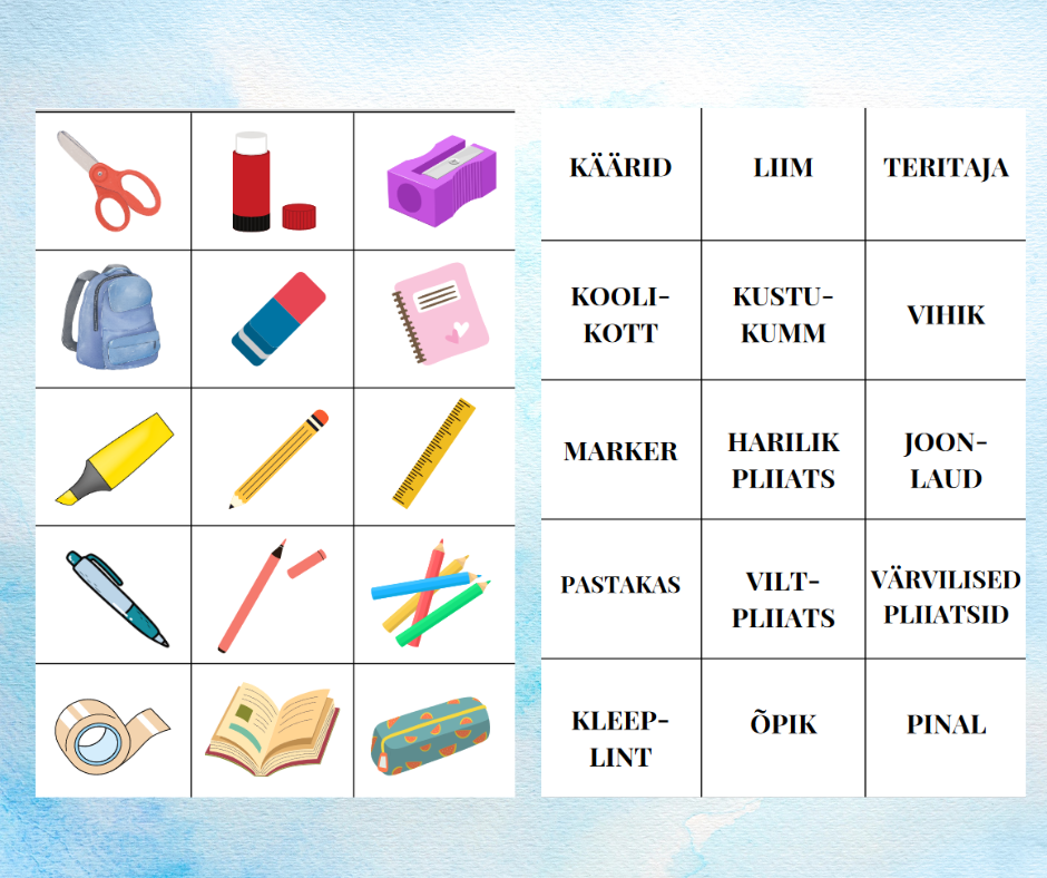 Õppevahendid - väikesed pildid ja sõnakaardid keeleõppeks - TIFE